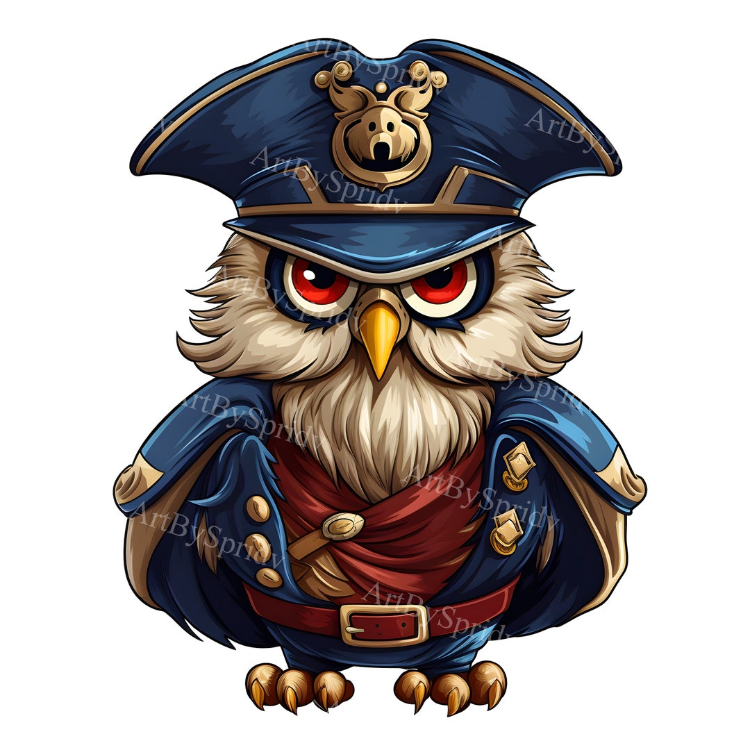 Whimsical Pirate Owl PNG Clipart, Captain Owl With Pirate Hat ...