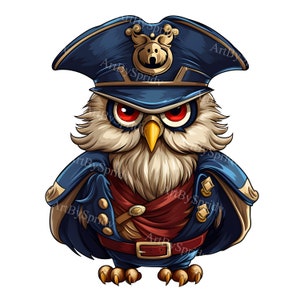 Pirate Owl Transparent PNG Clipart Cute Captain Owl Illustration for ...