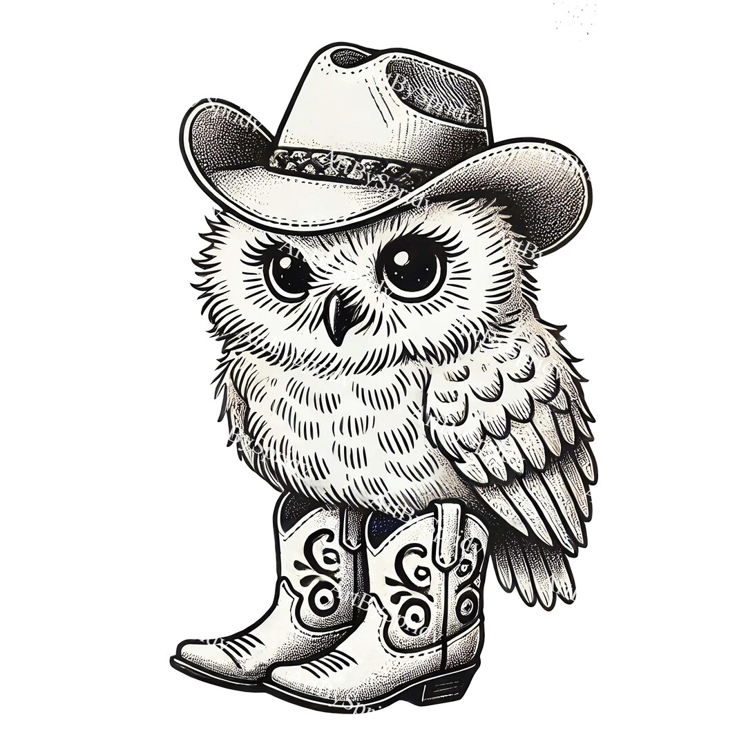 Cowboy Owl PNG, Cute Western Illustration, Rustic Country Bird Art ...