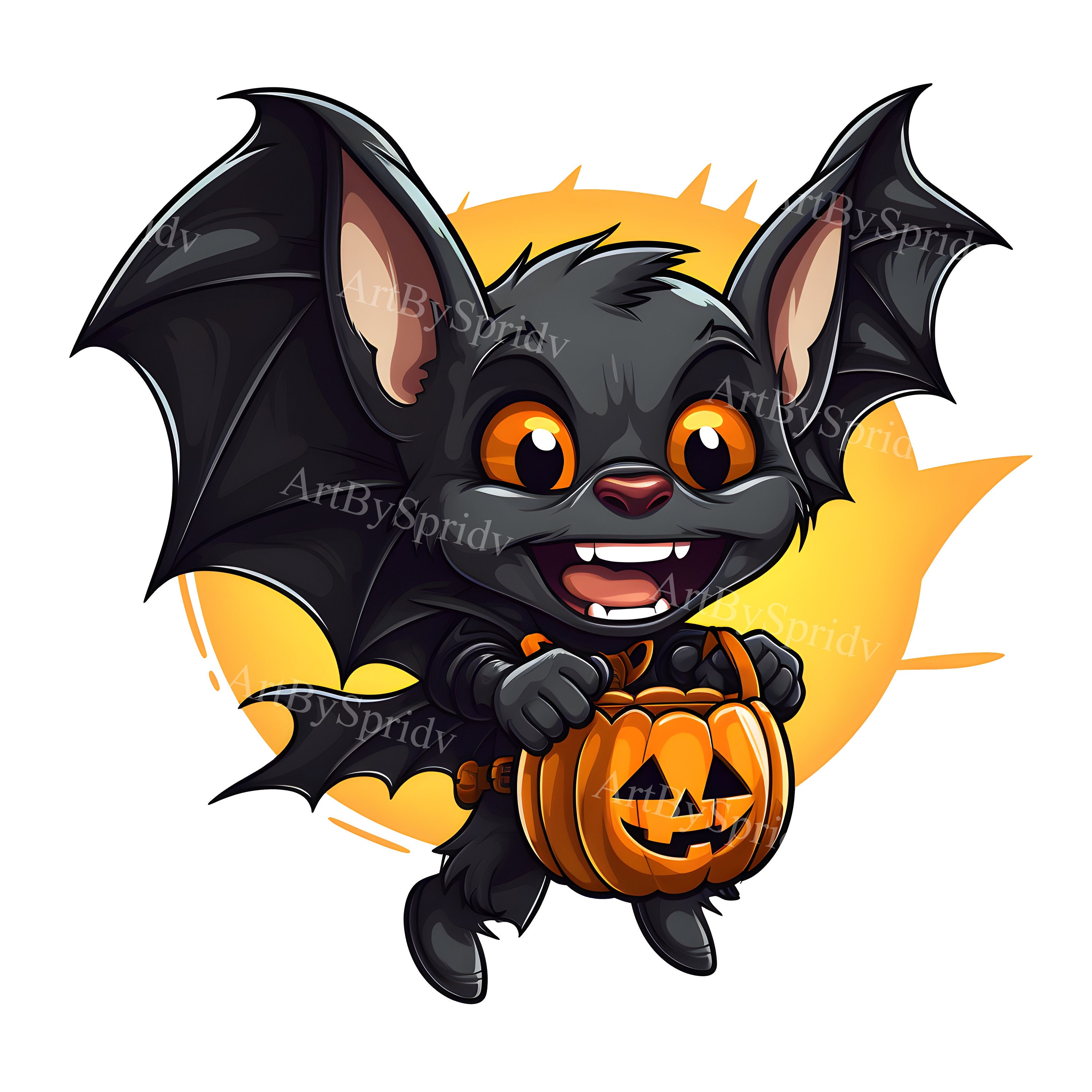 Halloween Vampire Bat PNG Clipart, Digital Bat With Pumpkin, Spooky ...