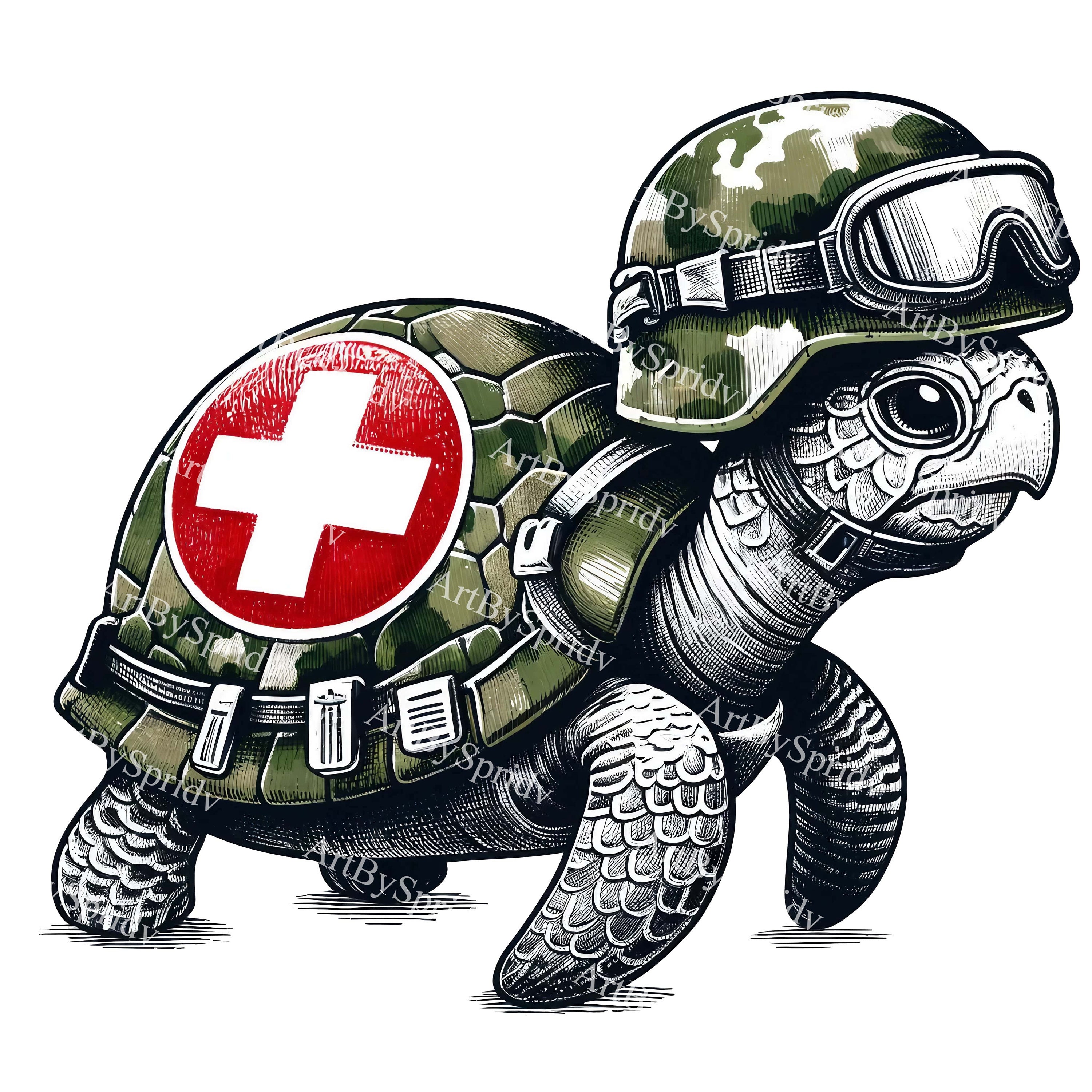 Tactical Turtle Clipart, Military Illustration, Digital Download, Hand ...