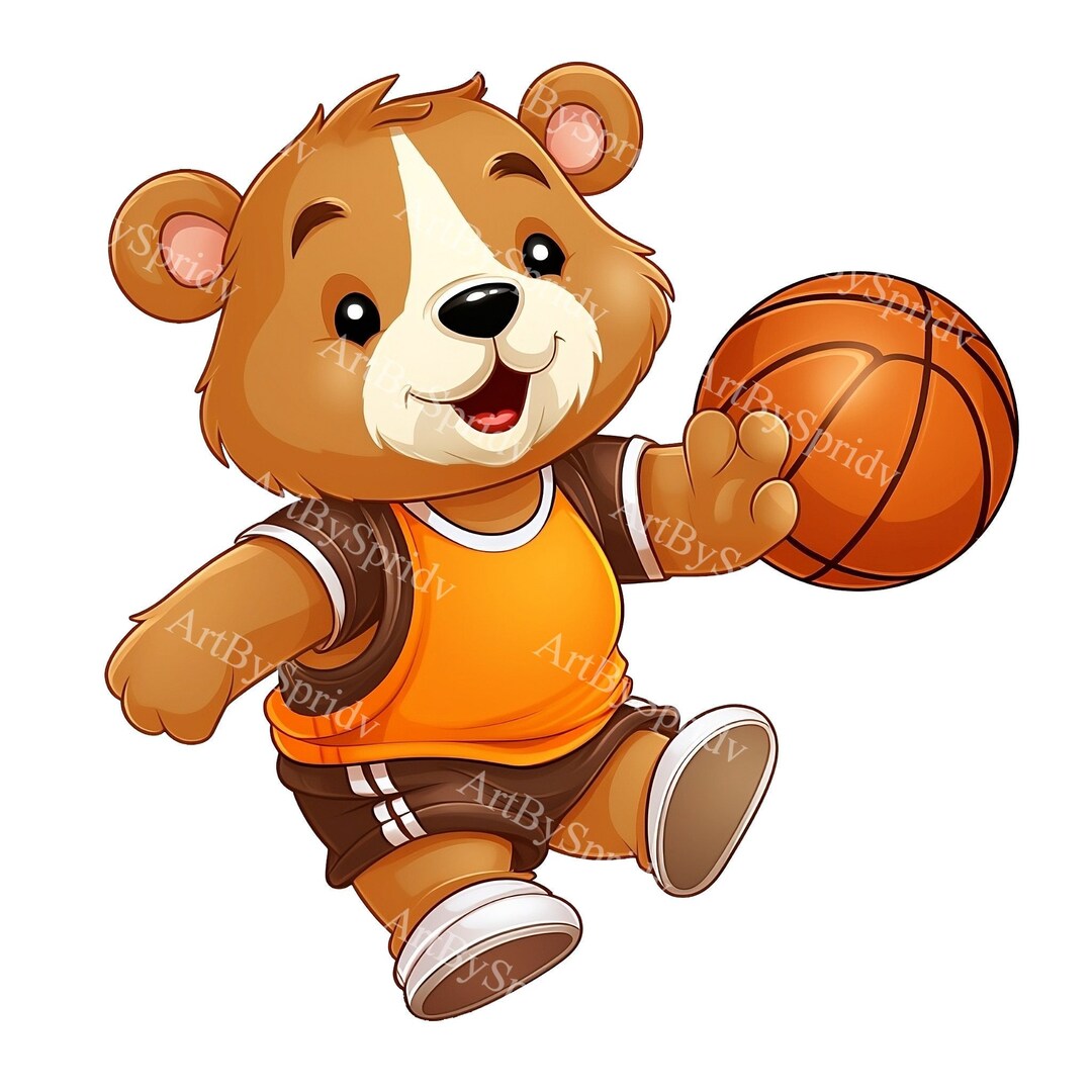 Basketball Bear PNG Clipart, Adorable Sports-themed Bear Illustration ...