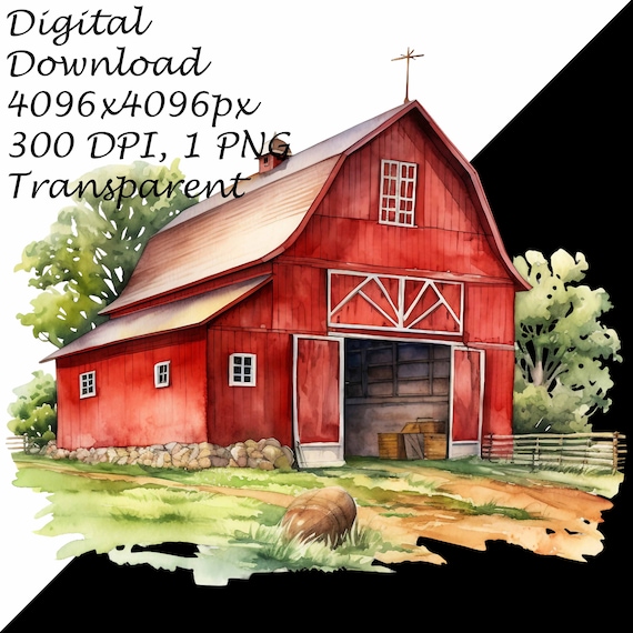 Old Red Barns Country Clip Art Red Farm Barn Silo Clipart | 15 High