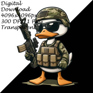 Digital Download Military-themed Duck Clipart: Transparent PNG, Ideal ...