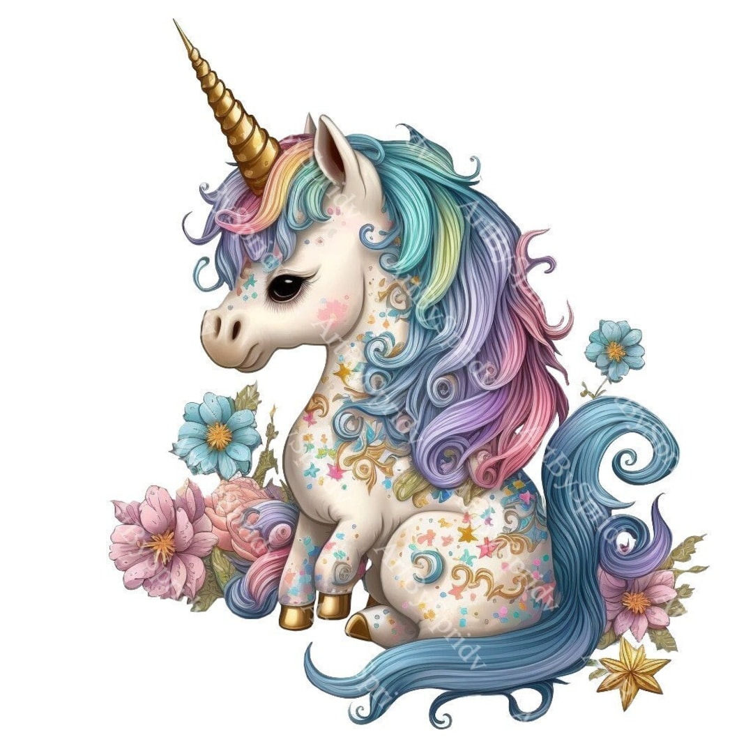 Rainbow Unicorn PNG Clipart Transparent Kids Clip Art Cartoon - Etsy