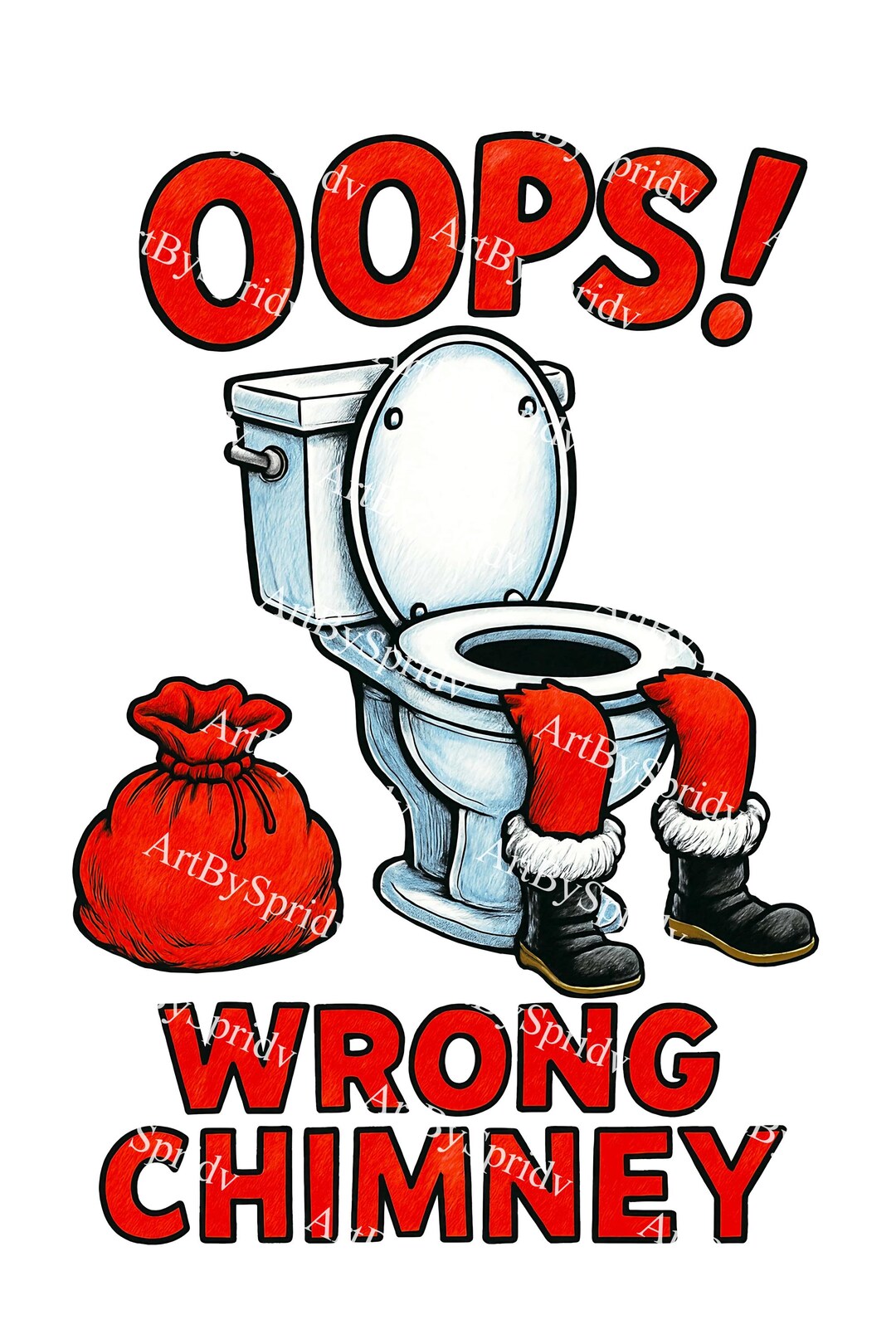 Oops Wrong Chimney Santa Toilet PNG, Funny Christmas Bathroom Humor ...