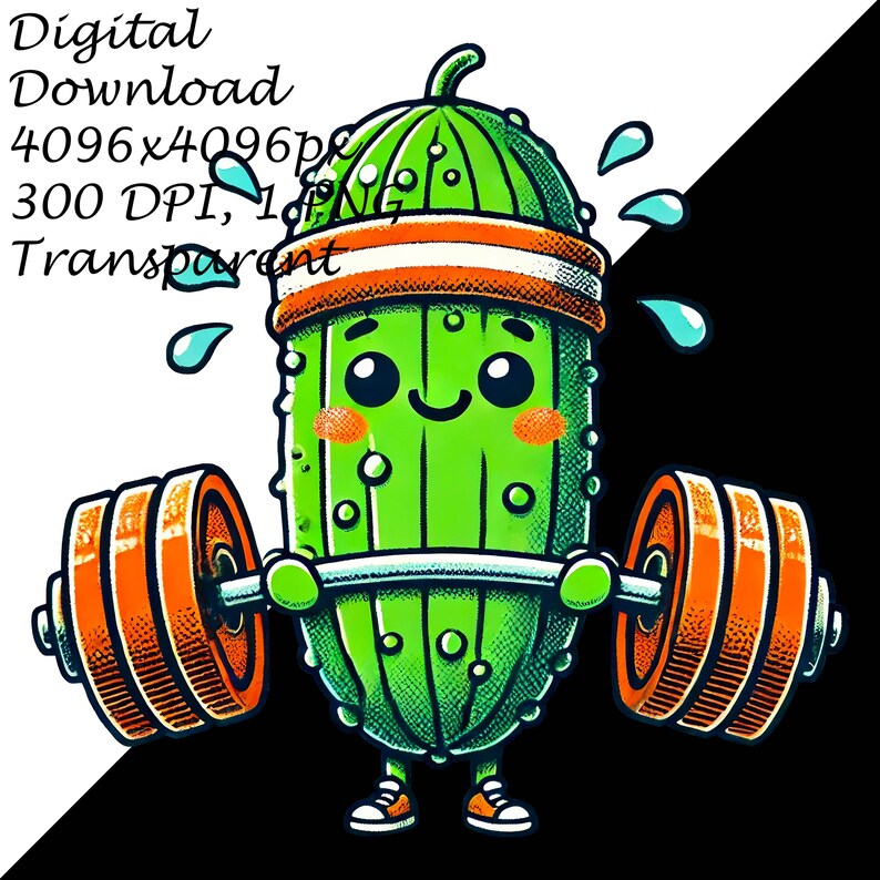 Strong Pickle Lifting Weights Clipart - Gym Cucumber PNG - Cute Fitness ...
