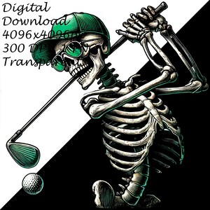 Cool Skeleton Golfer PNG | Vintage Golf Skull Clipart | Funny Golfing ...