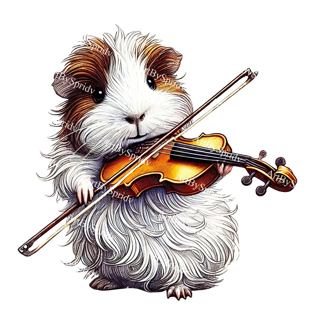 Adorable Guinea Pig Playing Violin Clipart - Cute Transparent PNG ...