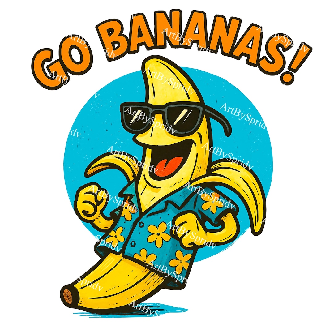 Funny Banana PNG Design | Retro Cartoon Fruit Clipart | Cool Banana ...