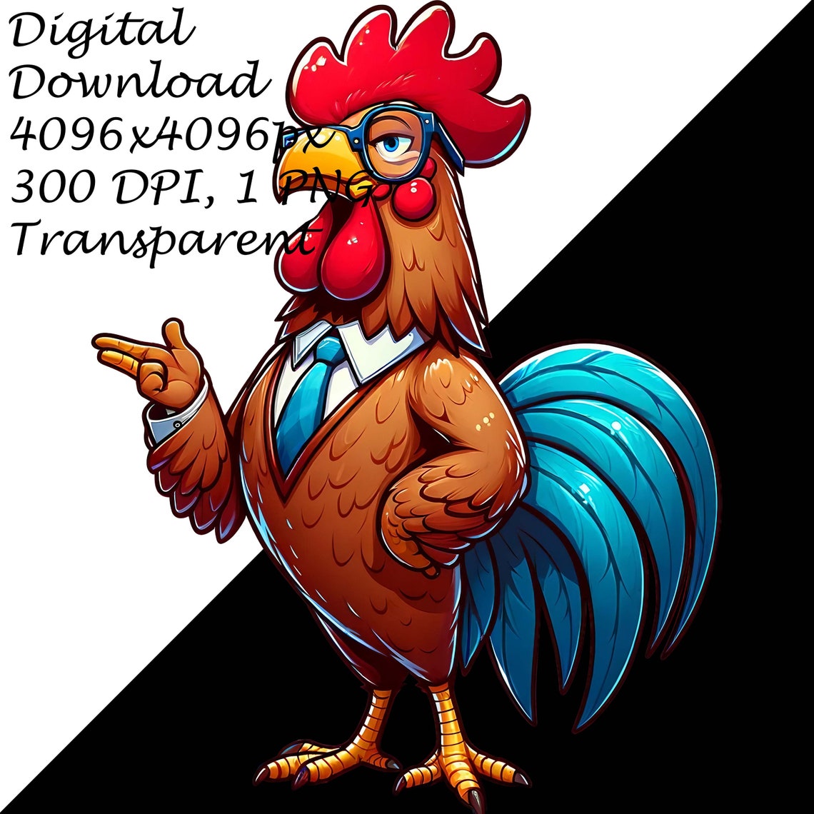 Confident Cartoon Chicken Clipart - Sassy Farm Animal PNG for DTG, T ...