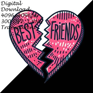 Unique Best Friends Broken Heart Clipart | Digital Download ...