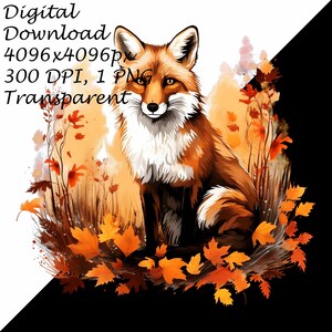 Autumn Fox Clipart Set Watercolor Forest Animal PNG, Digital Download ...