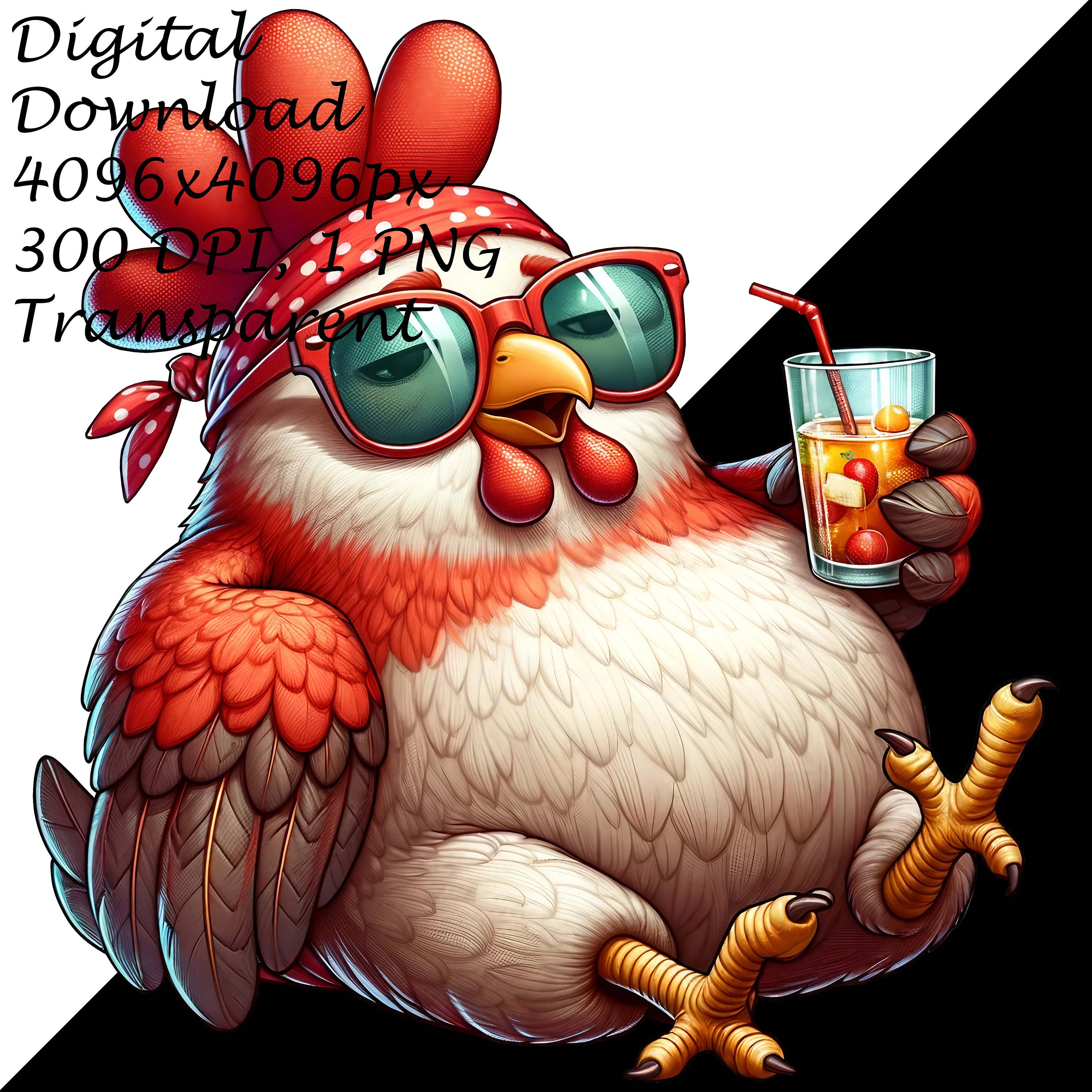 Clipart de pollo de dibujos animados con vasos y cócteles PNG para ...