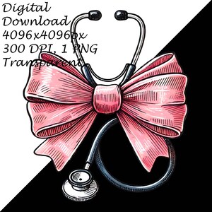 Cute Nurse Stethoscope With Bow PNG, Hand-drawn Medical Clipart ...