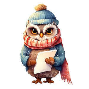 Cute Winter Owl Clipart – Cozy Owl in Scarf and Hat Transparent PNG for ...