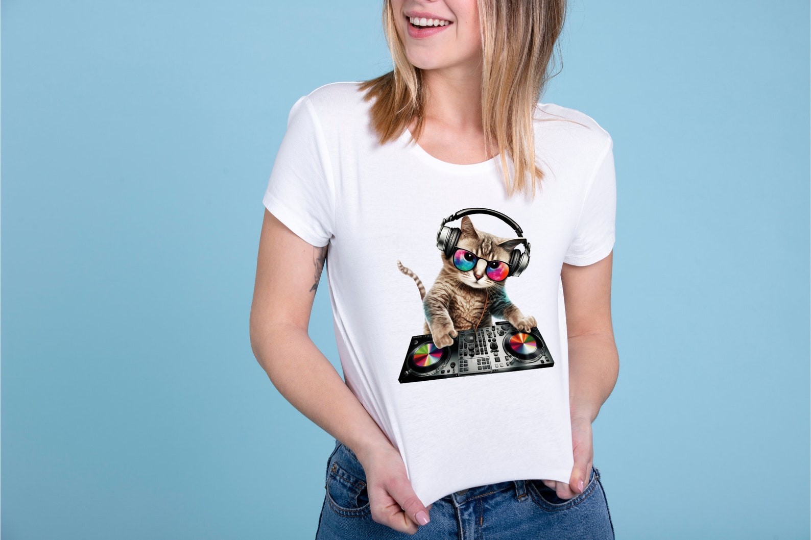 Cute DJ Cat With Glasses PNG Clipart, Transparent Animal Clip Art, Kids ...