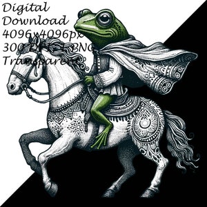 Medieval Frog Knight Riding Horse PNG Clipart,vintage Style Frog on ...