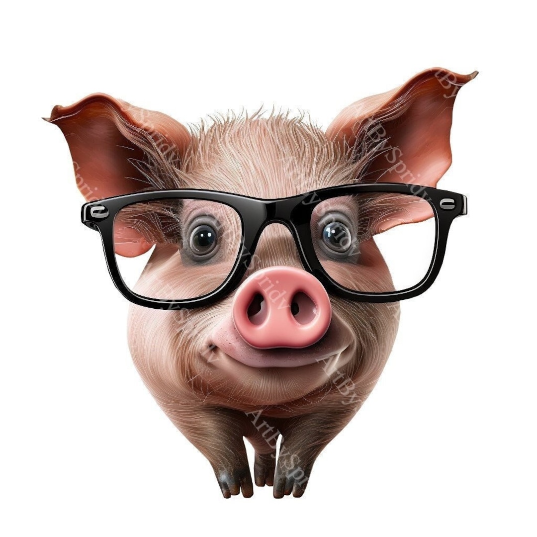 Cute Pig Clipart Transparent PNG | Pig Wearing Glasses Art | Funny ...