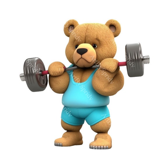Cute Bear Muscles Clip Art