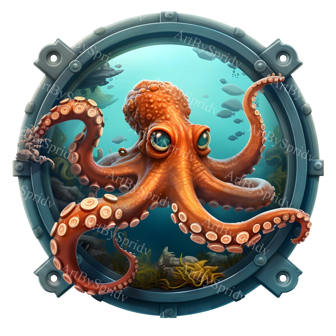 Ocean Themed Cool Octopus Transparent PNG Clipart for Printable ...