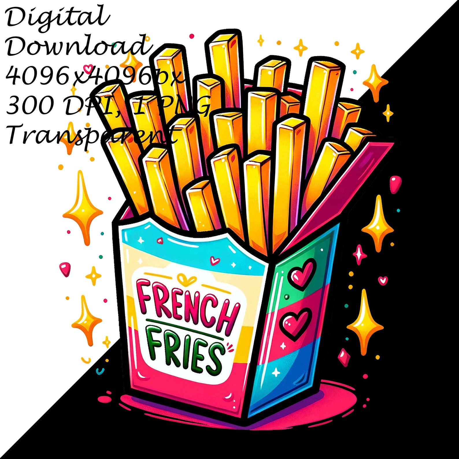Cute French Fries Clipart | Kawaii Fast Food Illustration PNG ...