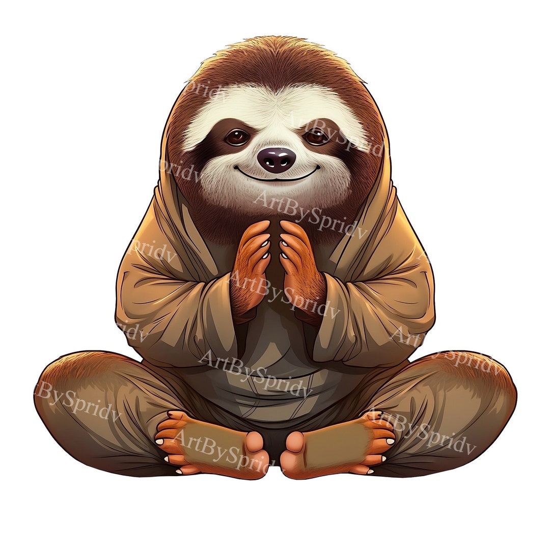 Cute Yoga Sloth Transparent PNG Clipart, Kids/adults Cartoon Design ...