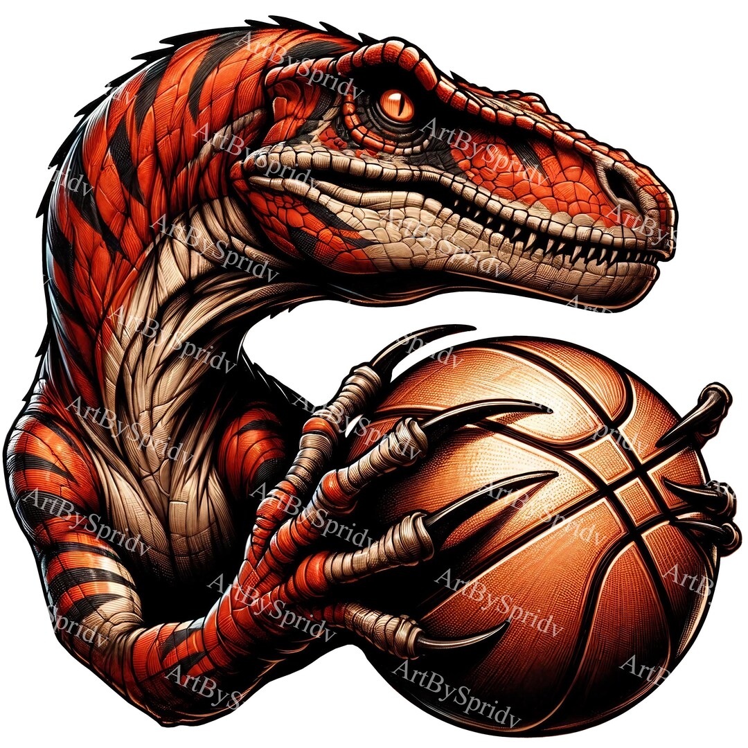 Dinosaur Basketball Player Clipart - Dynamic Velociraptor Sports PNG ...