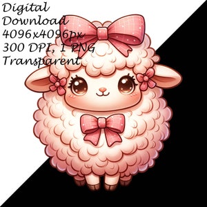 Adorable Fluffy Sheep Clipart Cute Farm Animal PNG Kids Room Decor ...