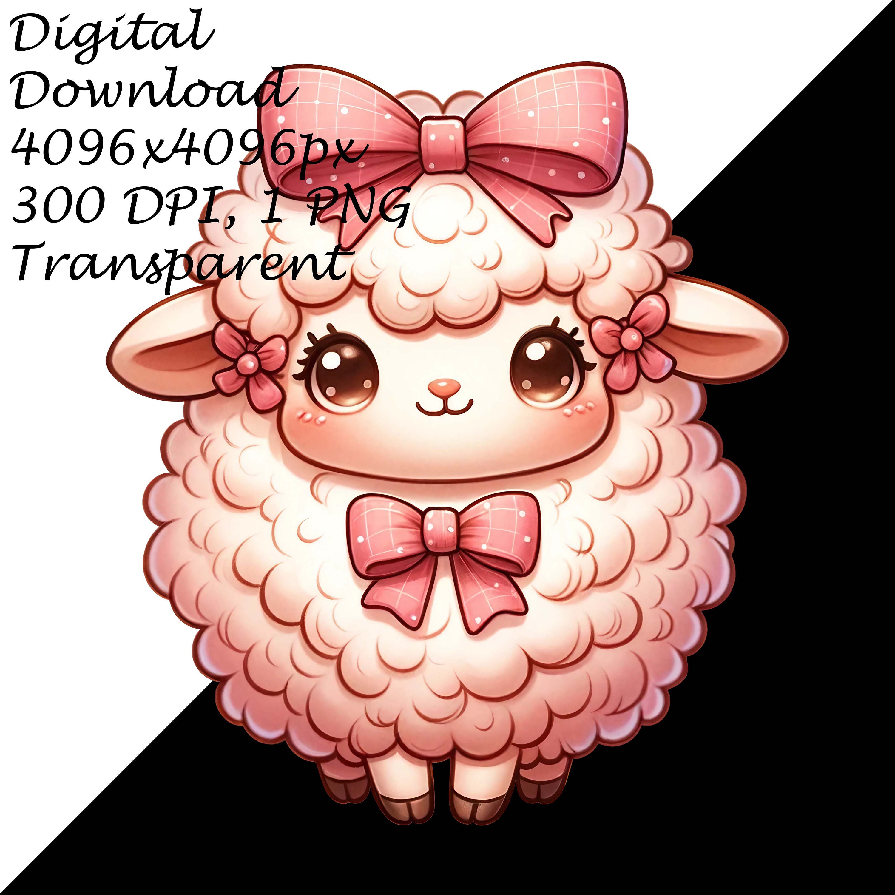 Adorable Fluffy Sheep Clipart | Cute Farm Animal PNG | Kids Room Decor ...