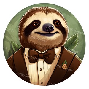 Formal Sloth Clipart PNG, Dapper Animal Digital Art, Elegant Illustration, Transparent Funny ...