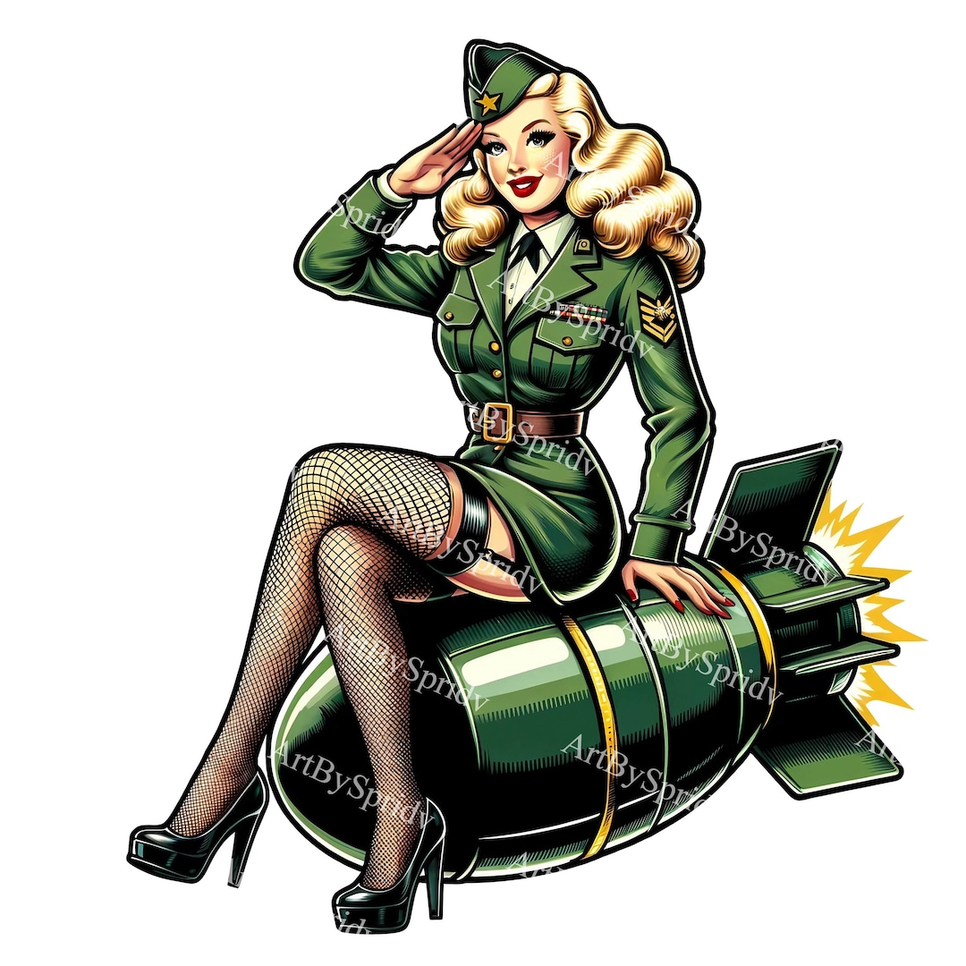 Vintage Pin-up Girl PNG Clipart, Blonde Woman in Military Uniform, Retro Bombshell Illustration ...