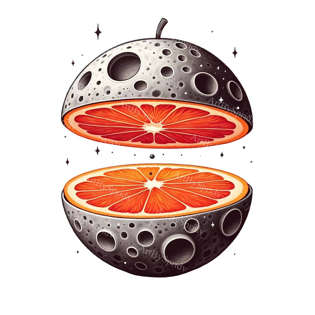 Abstract Moon Orange Clipart - Sliced Fruit Design PNG, Printable for T ...