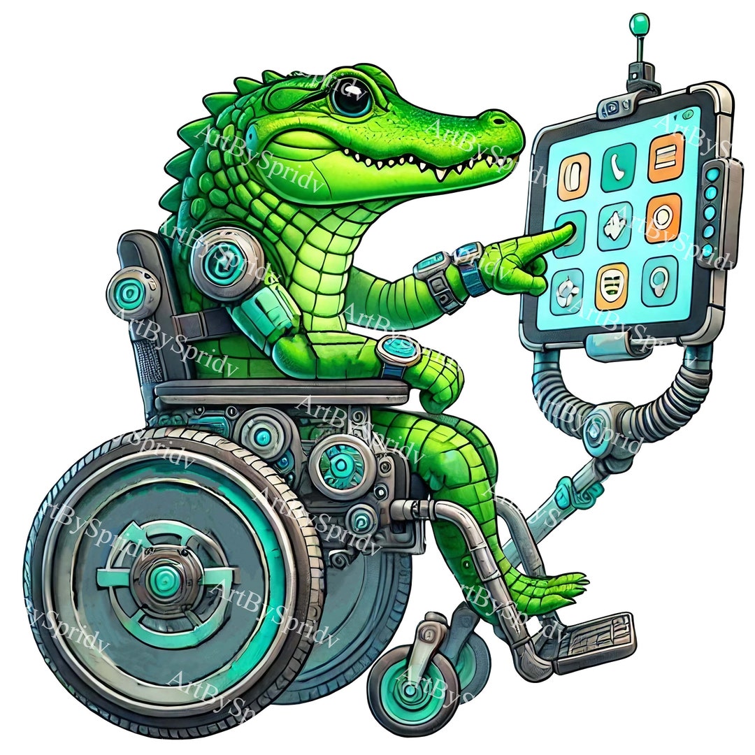 Adorable Alligator in High-tech Wheelchair PNG Clipart - Inclusive ...