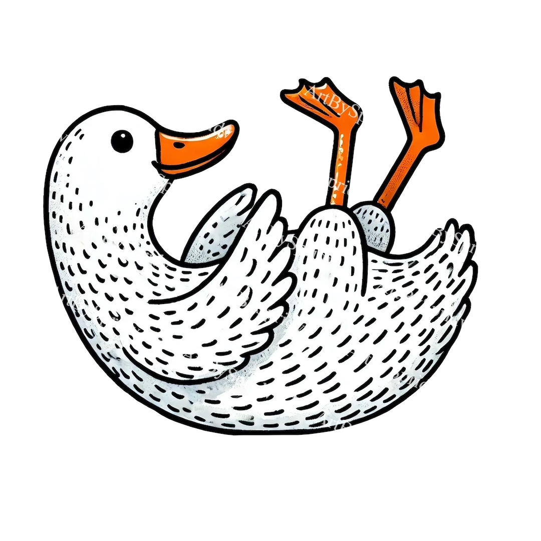 Duck PNG Clipart, Cute Duck Lying on Back Digital Download,fun Farm ...