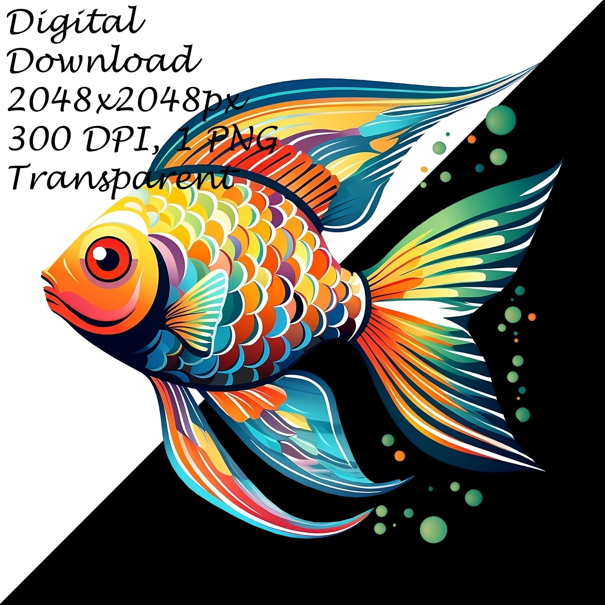 Vibrant Tropical Fish Clipart - Colorful Aquarium Fish PNG, Printable ...