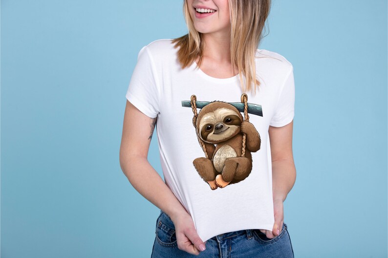 Karikatur Faultier PNG Transparent Clipart Kinder Cartoon - Etsy.de