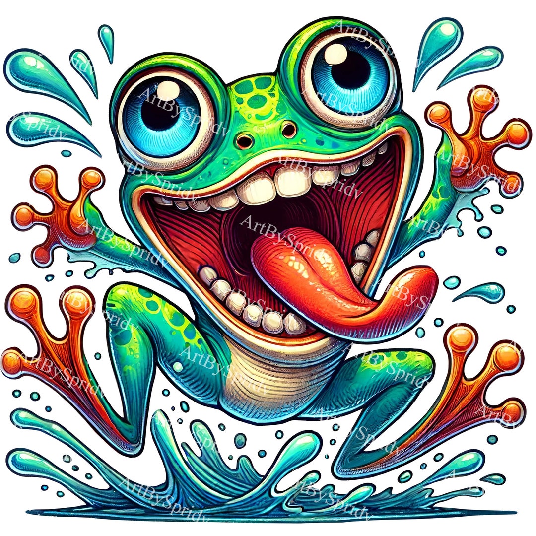 Cartoon Water Splashing Big Eyed Frog Download PNG Clipart, Fun ...