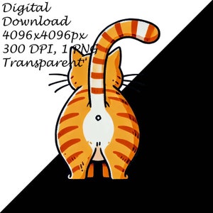 Funny Orange Tabby Cat Rear View PNG Clipart | Whimsical Cat Butt PNG ...