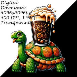 Turtle Carrying Beer Glass Clipart - Unique Printable Sublimation PNG ...