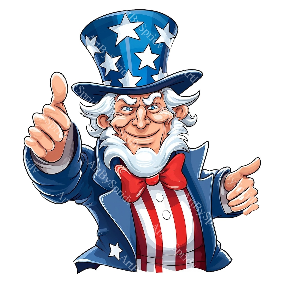 Uncle Sam Clipart With USA Flag Theme–transparent PNG for Patriotic DIY ...
