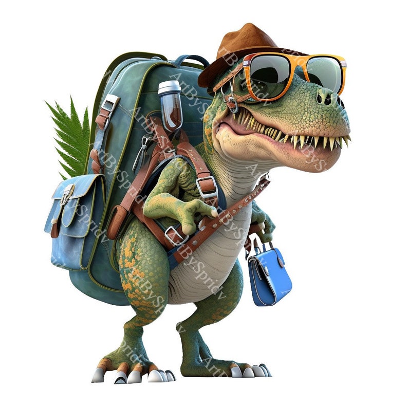 Transparent PNG Cartoon Style T-rex Dinosaur Kids Print on - Etsy