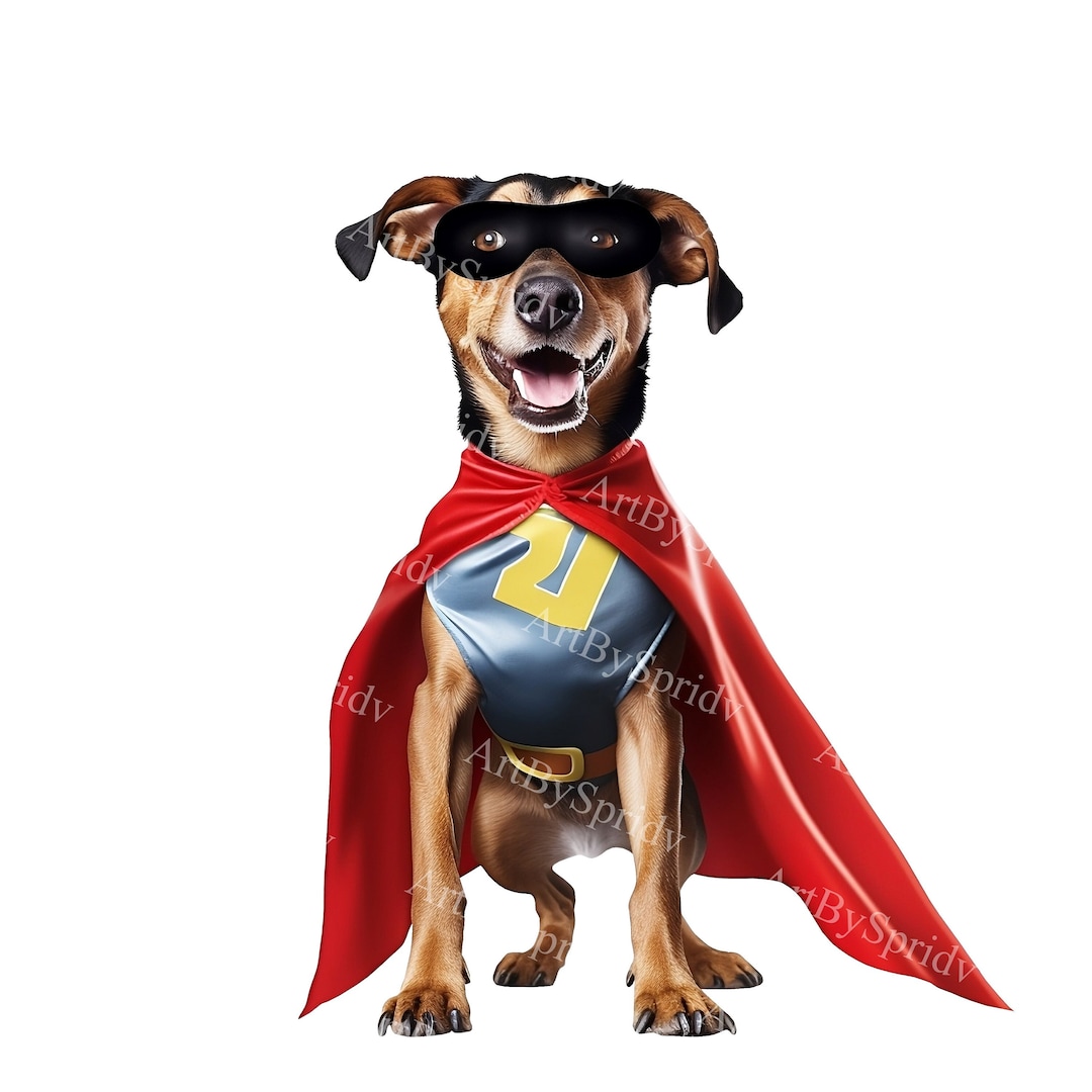 Superhero Dog PNG Clipart, Transparent Digital Download of Cute Heroic ...