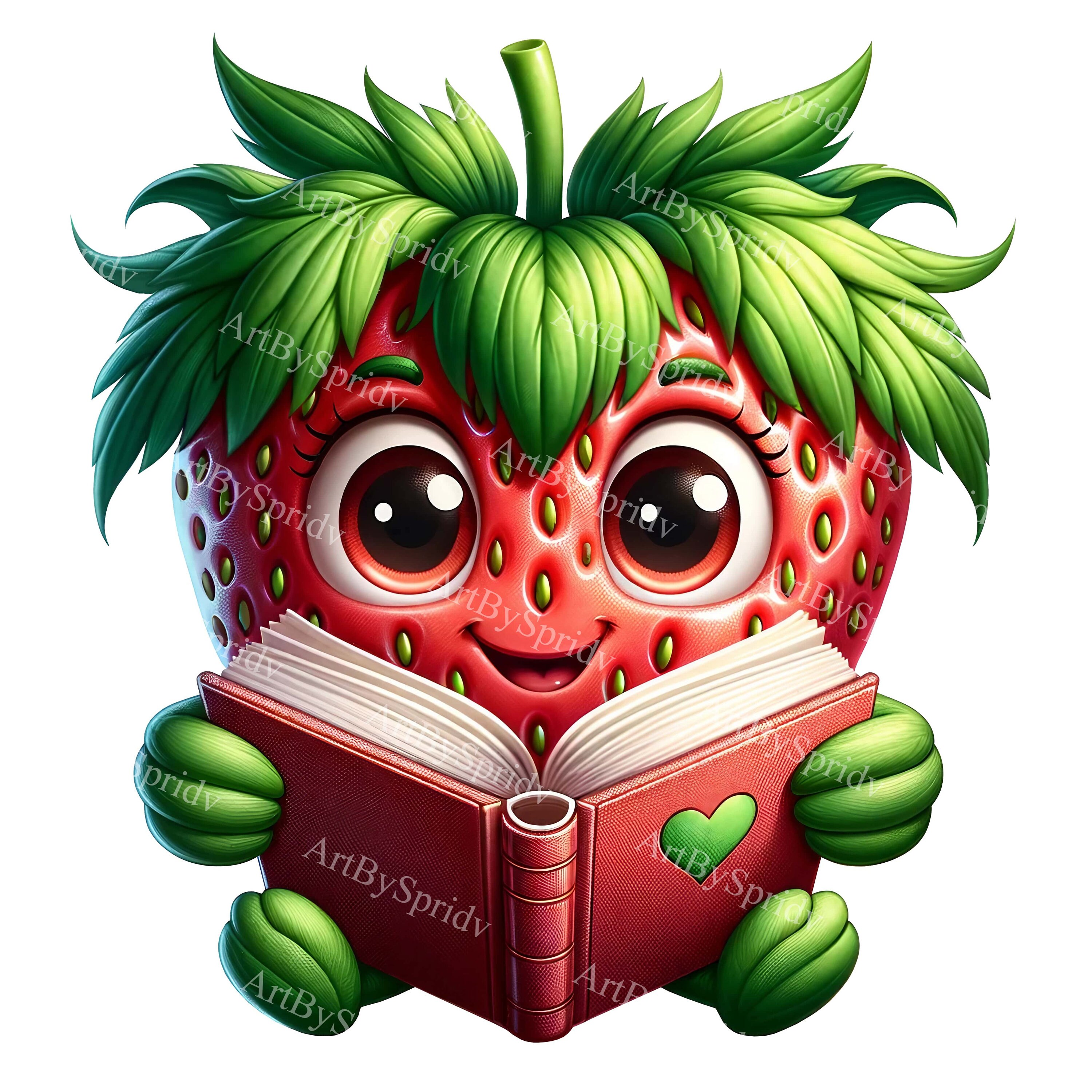 Adorable Strawberry Reading a Book Digital PNG Clipart - Perfect for ...
