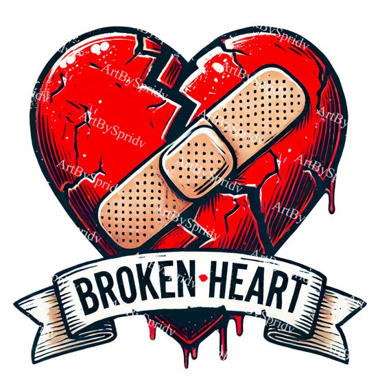 Broken Heart With Bandaid Clipart