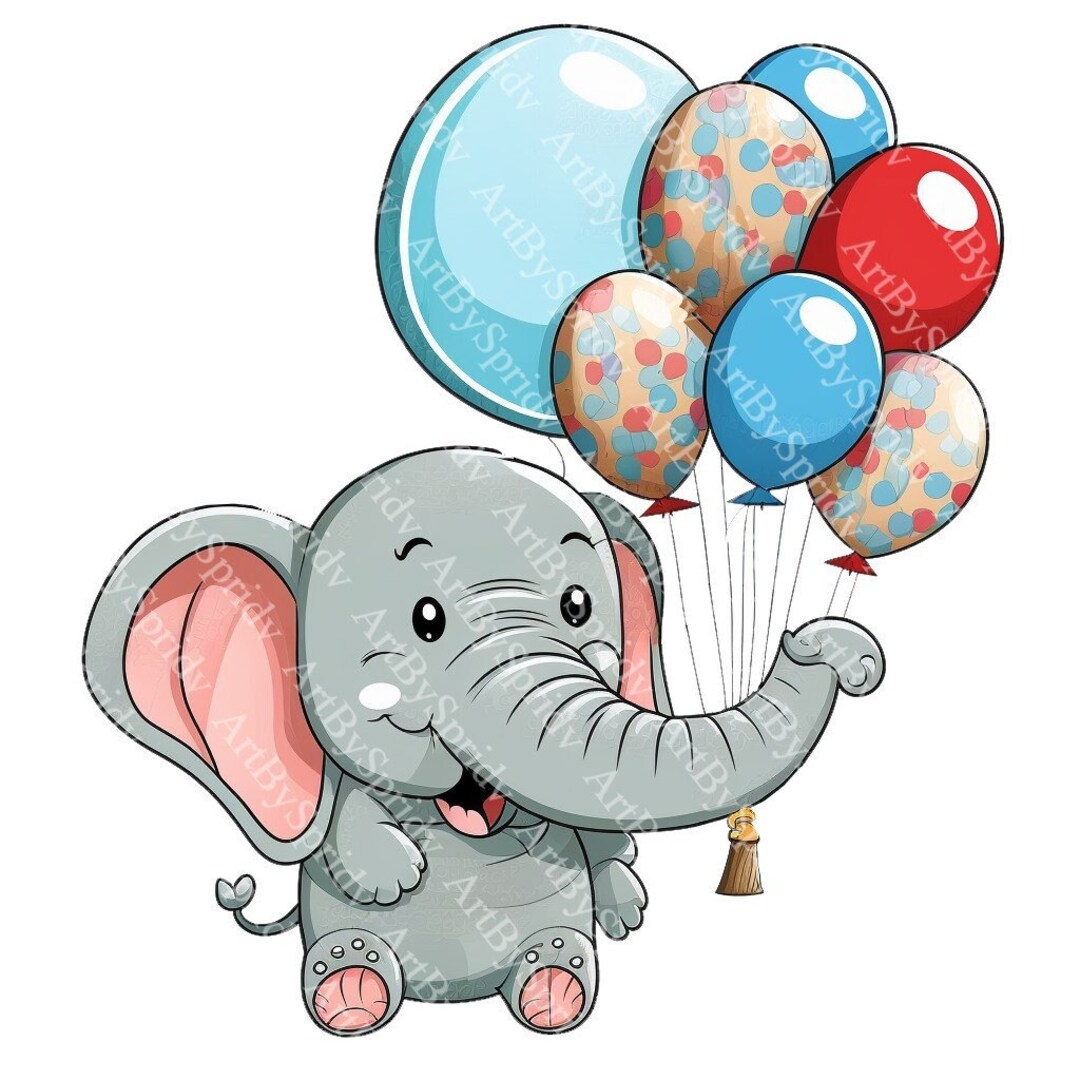 Elephant Air Balloons PNG Transparent Clipart Kids Cartoon Design ...
