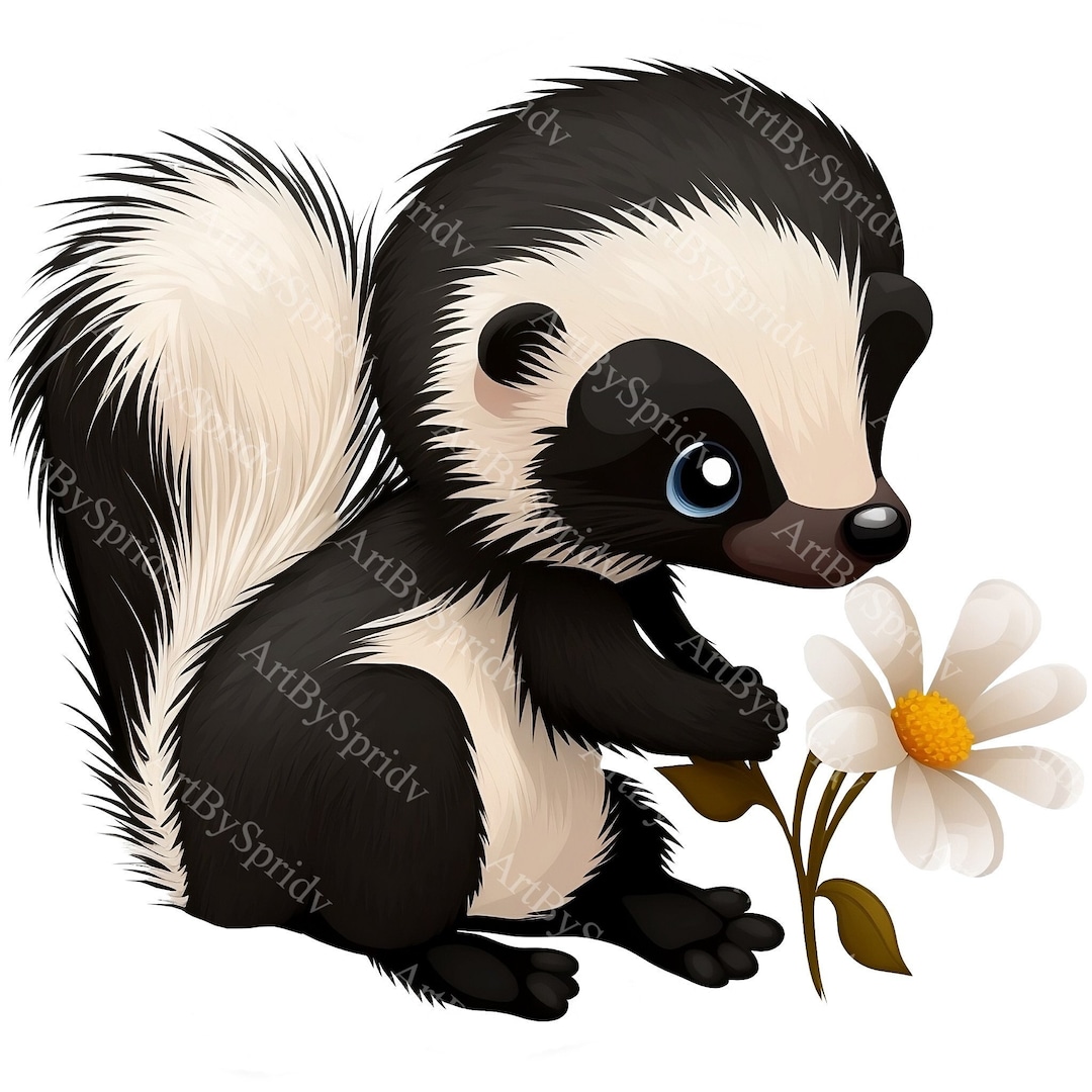 Adorable Baby Skunk Clipart,cute Animal Illustration for Nursery Decor ...