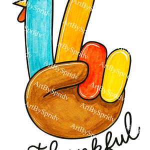 Thankful Hand Turkey Peace Sign PNG Clipart - Fun Thanksgiving ...