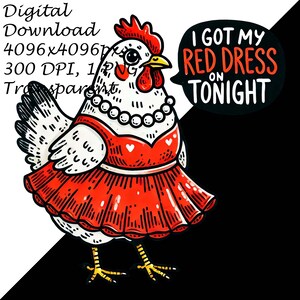 Hilarious Chicken in Red Dress Download PNG Clipart, Digital Funny Farm ...