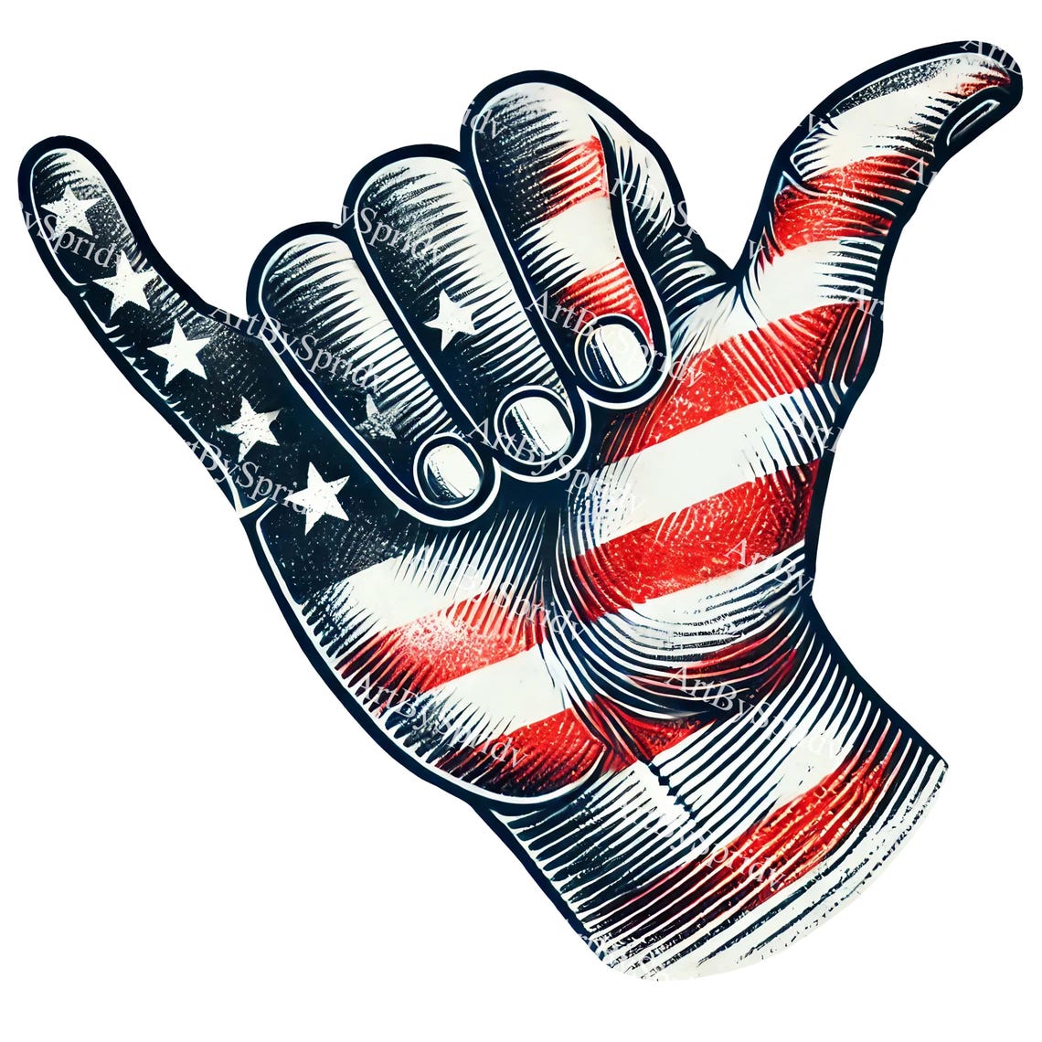 Patriotic Shaka Hand Gesture PNG Clipart, American Flag Hang Loose ...